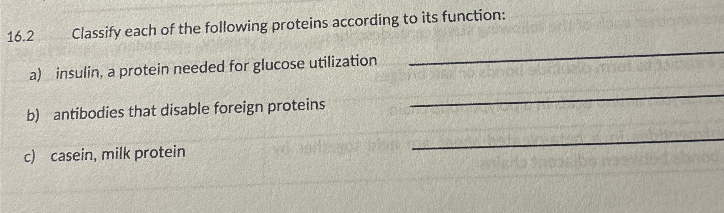 Solved 16.2 ﻿Classify each of the following proteins | Chegg.com
