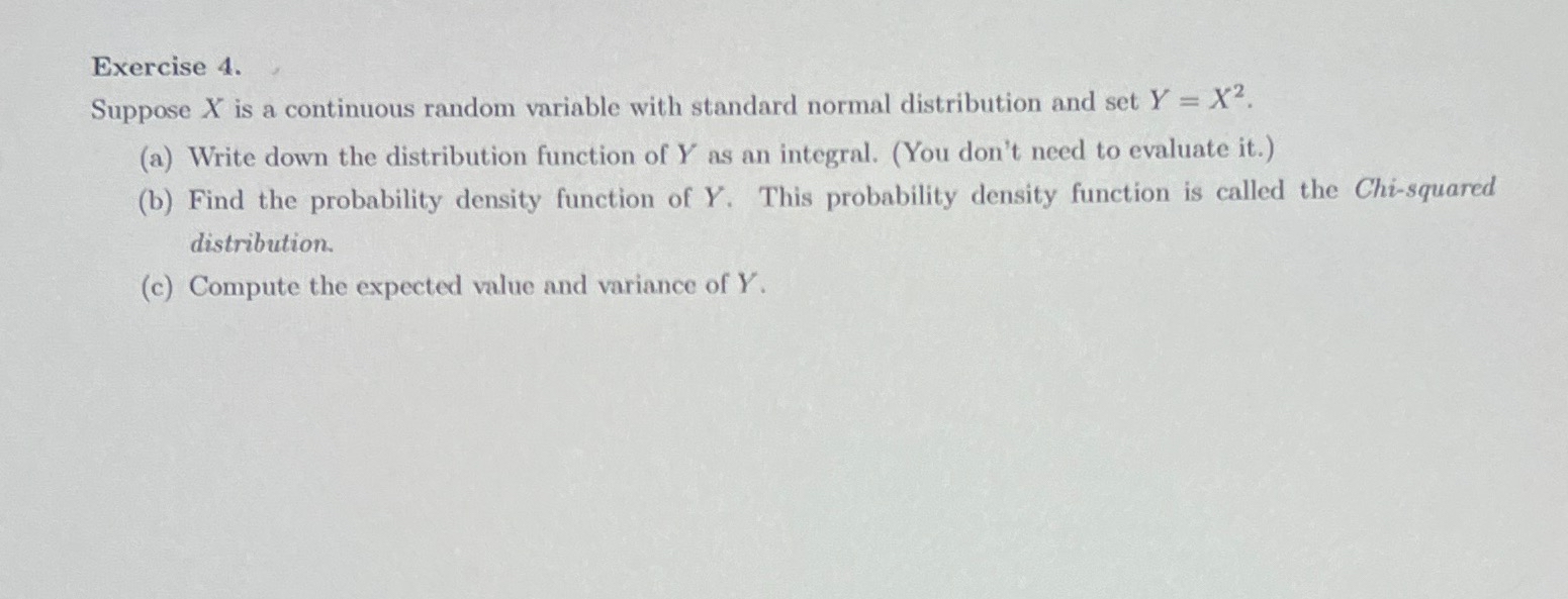 Solved Exercise 4.Suppose x ﻿is a continuous random variable | Chegg.com