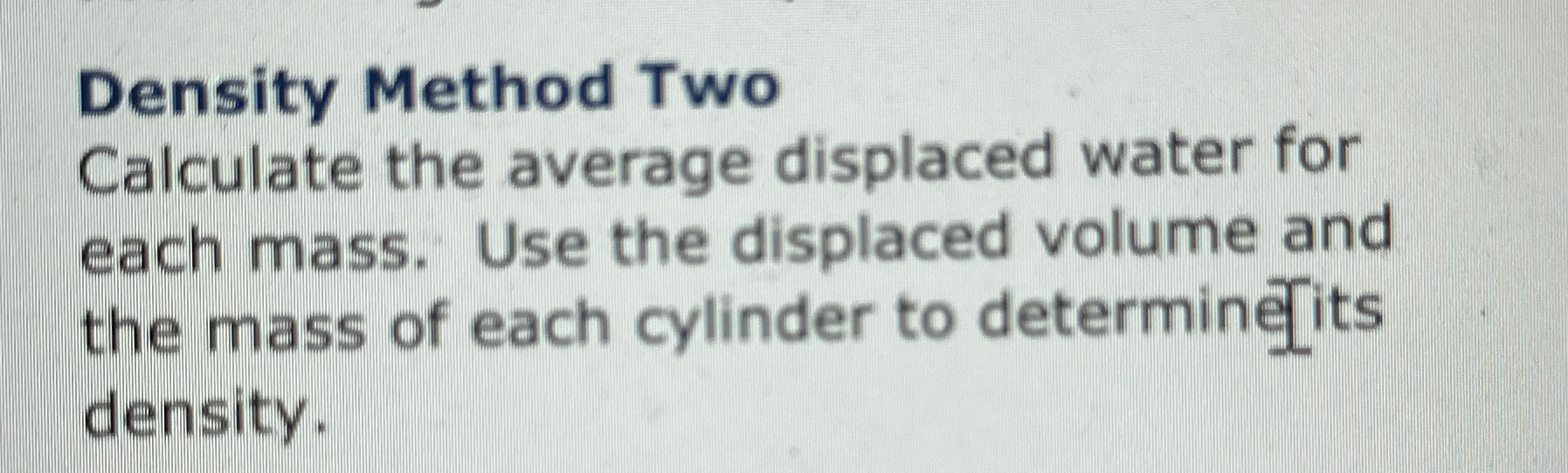 Solved Density Method TwoCalculate the average displaced | Chegg.com