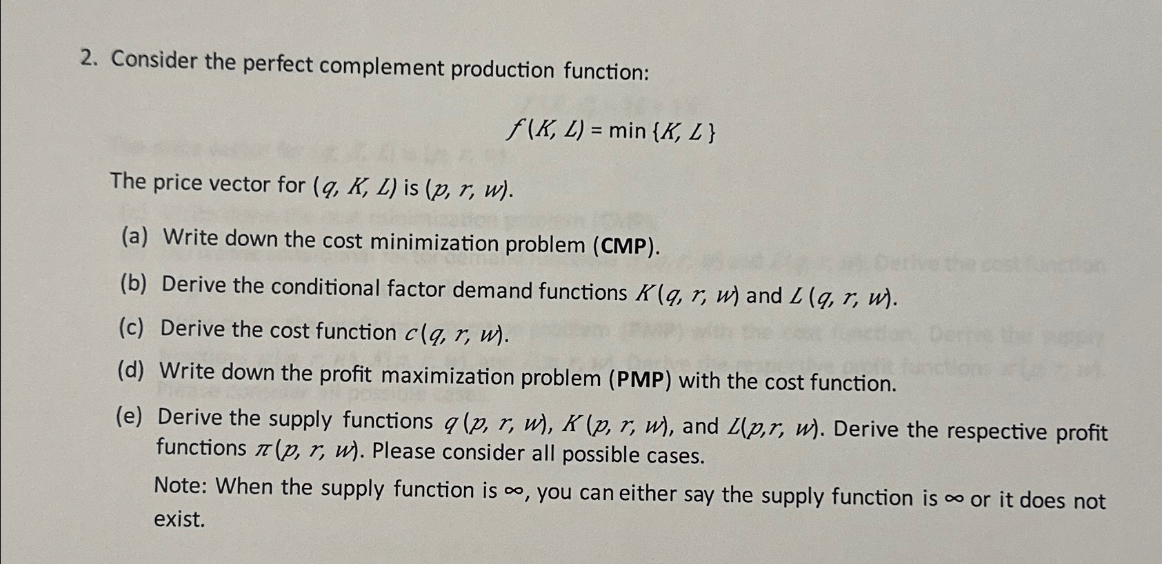 Consider the perfect complement production | Chegg.com