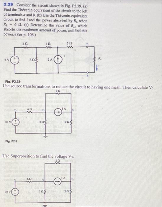 Solved 2.39 Consider the circuit shown in Fig. P2.39. (a) | Chegg.com