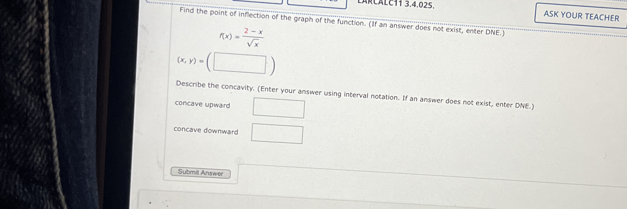 Solved Find the point of inflection of the graph of the | Chegg.com