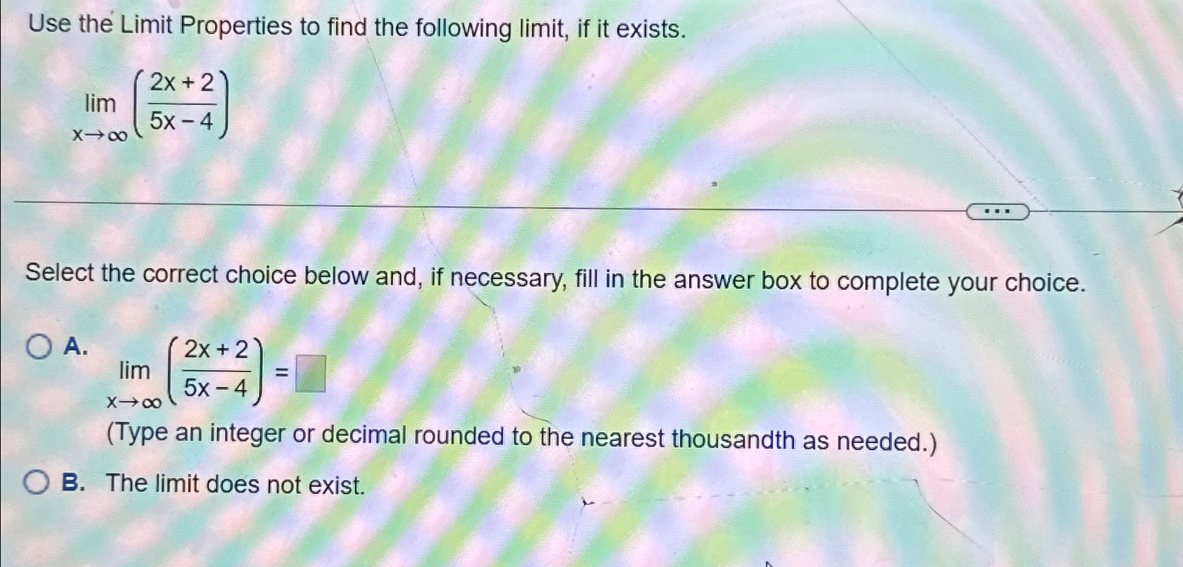 Solved Use the Limit Properties to find the following limit, | Chegg.com