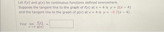 Solved Let f(x) and g(x) be continuous functions defined | Chegg.com