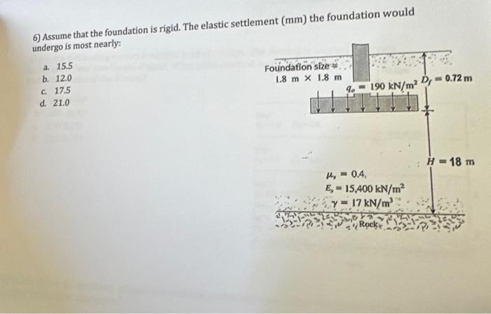 Solved 6) Assume that the foundation is rigid. The elastic | Chegg.com