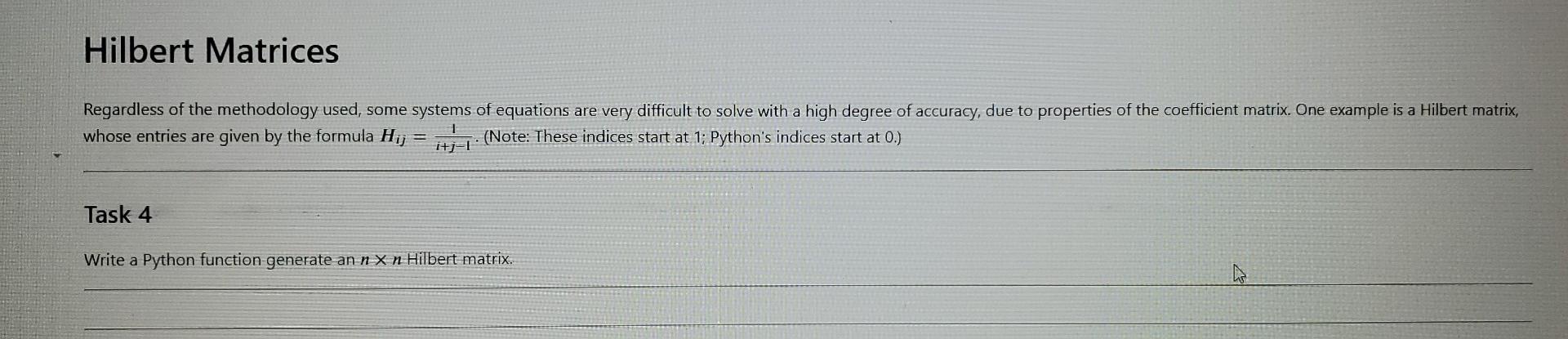 Solved Hilbert Matrices Regardless of the methodology used, | Chegg.com