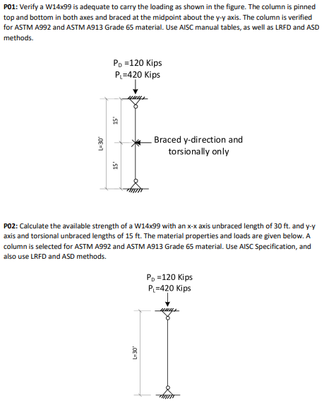 Solved P01: Verify a W14x99 ﻿is adequate to carry the | Chegg.com