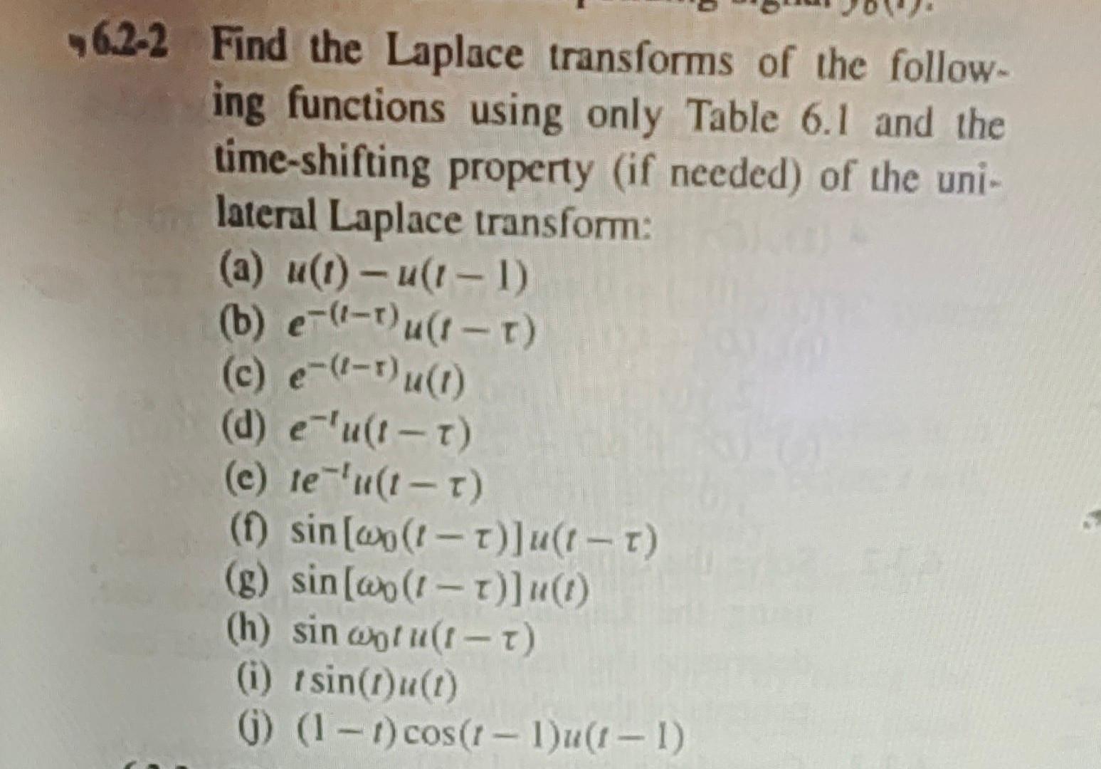 Solved 62-2 Find the Laplace transforms of the following | Chegg.com
