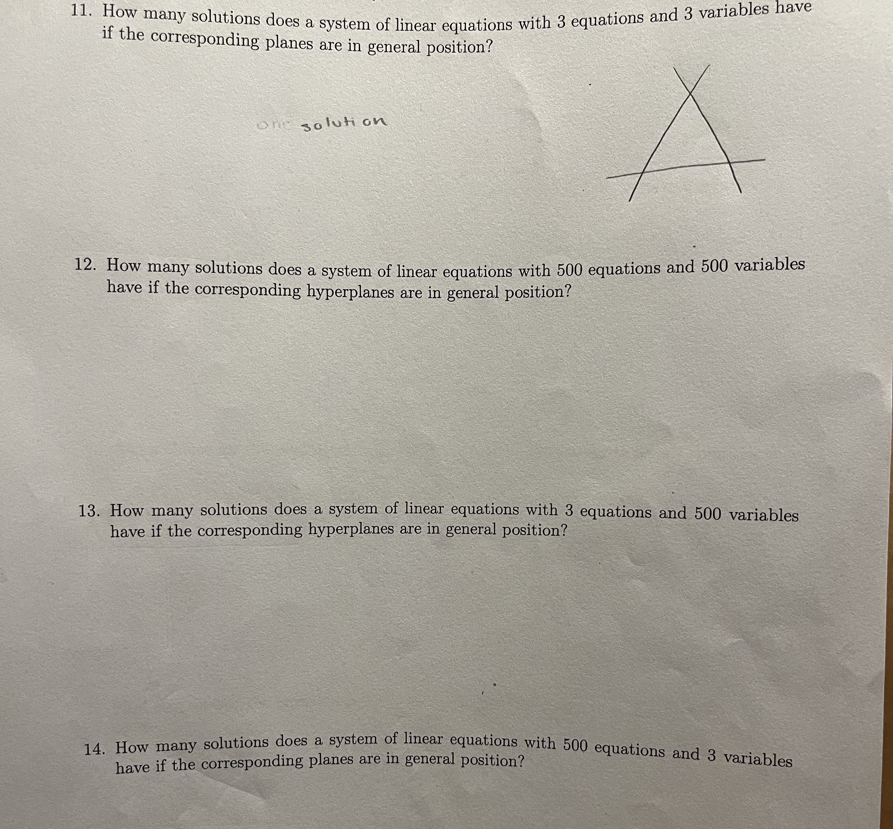 Solved How many solutions does a system of linear equations | Chegg.com