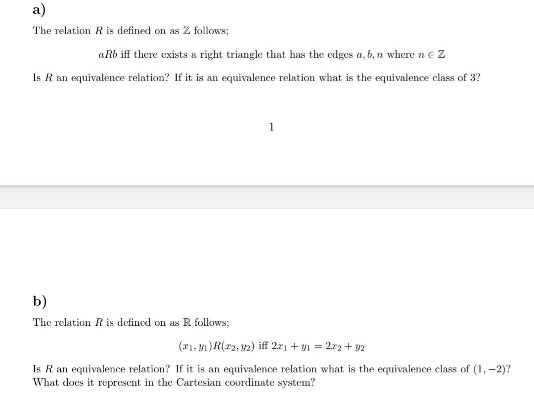 Solved The relation R is defined on as Z follows; aRb iff | Chegg.com