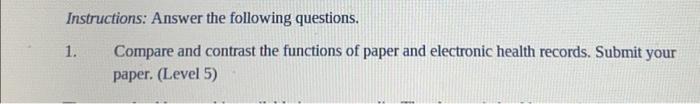 Solved Instructions: Answer the following questions. Compare | Chegg.com
