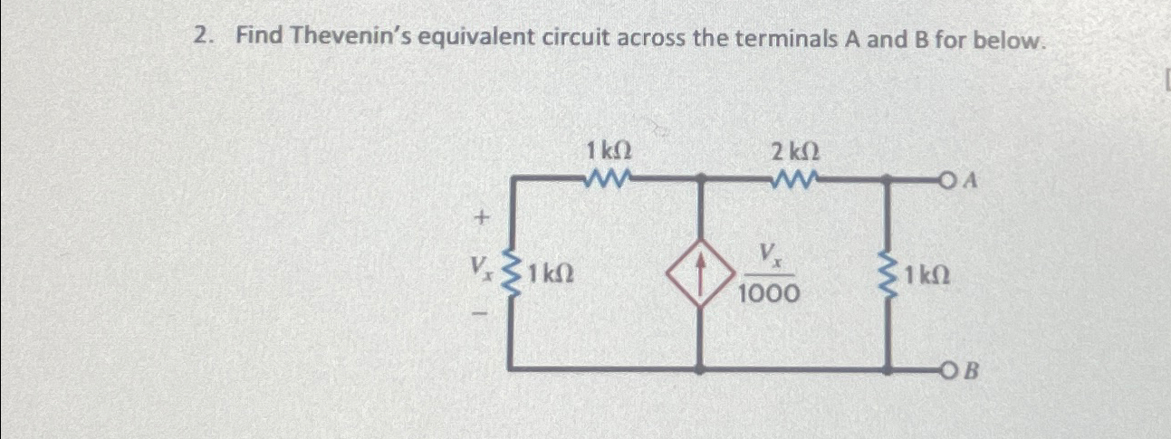 Solved Find Thevenin's equivalent circuit across the | Chegg.com