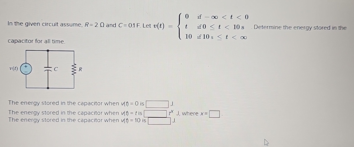 Solved In the given circuit assume, R=2Ω ﻿and C=0.1 ﻿F. ﻿Let | Chegg.com