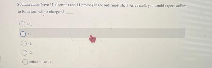 Solved Sodium atoms have 11 electrons and 11 protons in the | Chegg.com