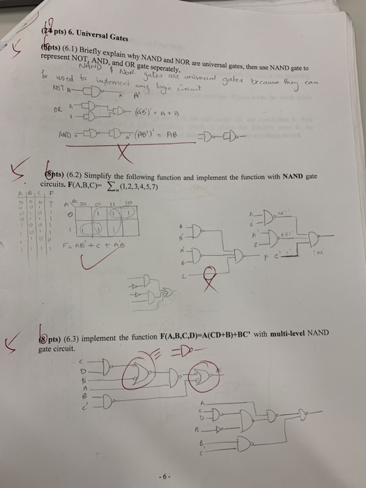 Solved (a pts) 6. Universal Gates (pt) (0.1) Briefly explain | Chegg.com