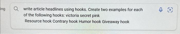 Solved write article headlines using hooks. Create two | Chegg.com
