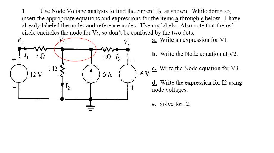 Solved Use Node Voltage analysis to find the current, I2, as | Chegg.com