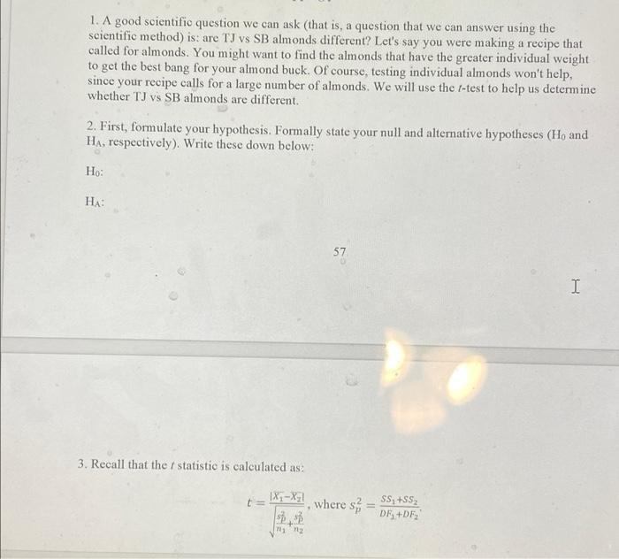 1. A good scientific question we can ask (that is, a | Chegg.com