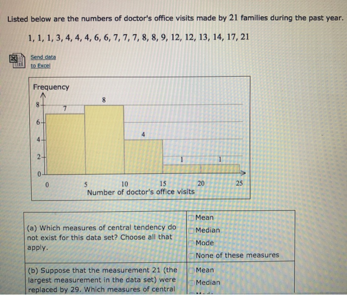 Solved Listed below are the numbers of doctor's office | Chegg.com