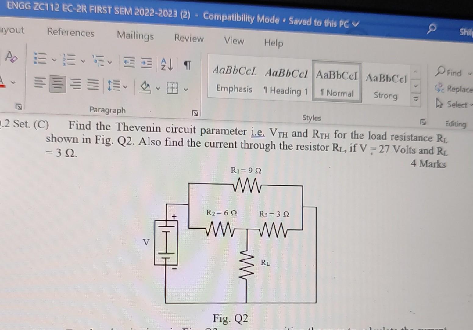 Solved Set. (C) Find the Thevenin circuit parameter i.e. VTH | Chegg.com