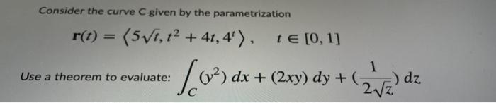 Solved Consider the curve C given by the parametrization | Chegg.com