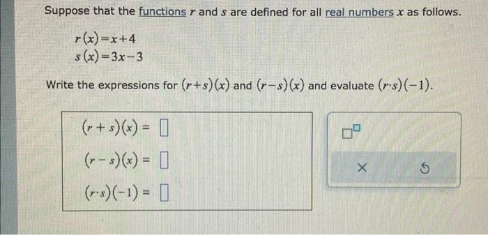 Solved Suppose that the functions r and s are defined for | Chegg.com