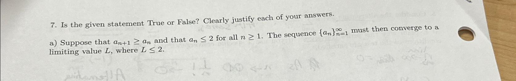 Solved Is the given statement True or False? Clearly justify | Chegg.com