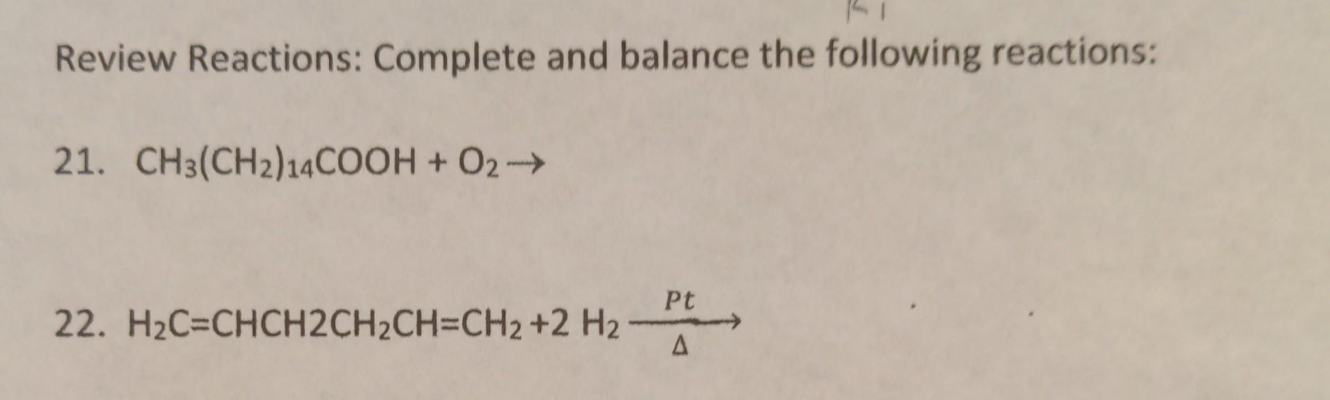 Solved Review Reactions: Complete and balance the following | Chegg.com