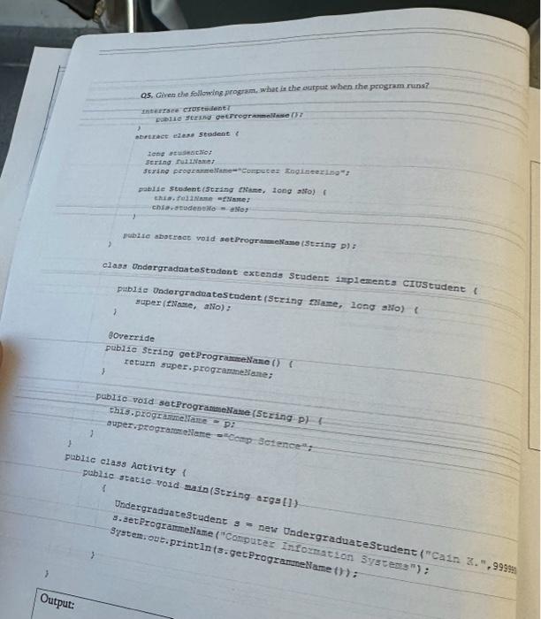 Solved Q5. Given the following program, what ie the cutpat | Chegg.com