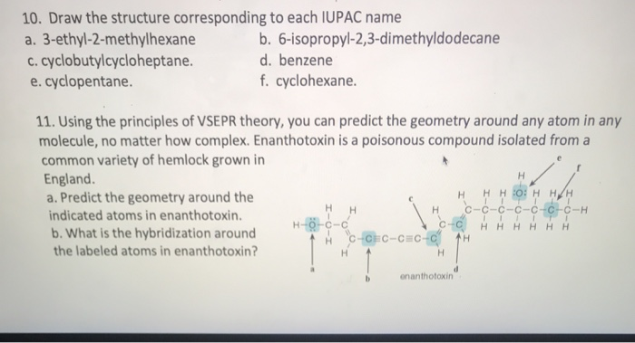 Solved 10. Draw the structure corresponding to each IUPAC | Chegg.com