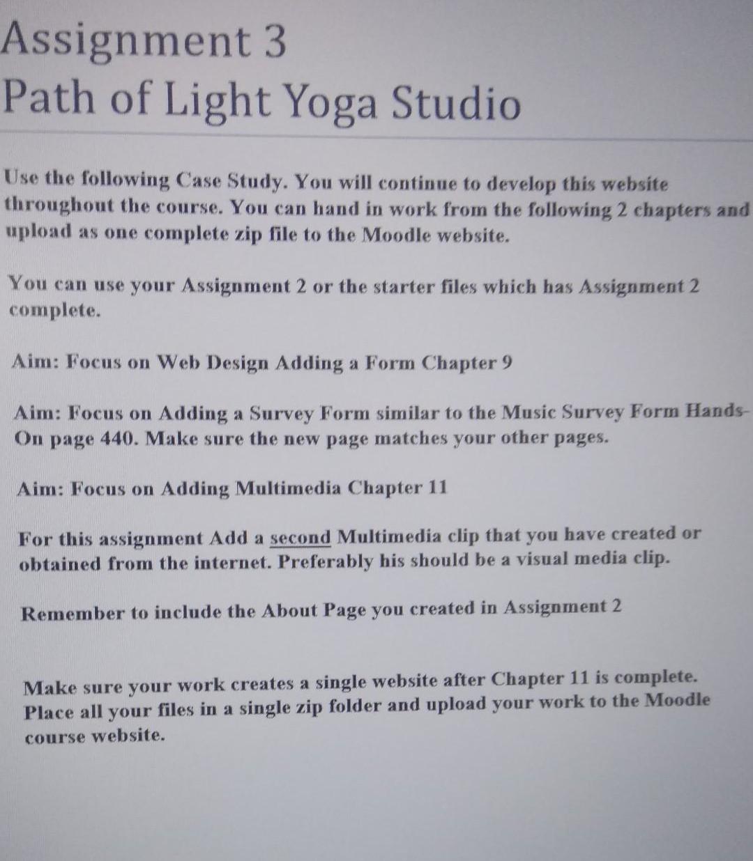 Solved Assignment 3 Path of Light Yoga Studio Use the | Chegg.com