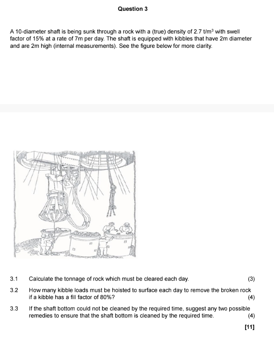 Solved Question 3A 10-diameter shaft is being sunk through a | Chegg.com