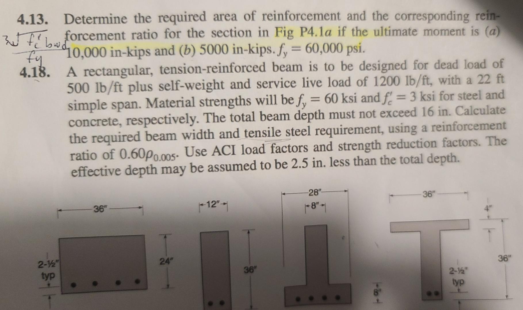 4.13. Determine the required area of reinforcement | Chegg.com