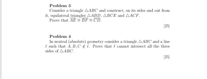 Solved Problem 3 Consider a triangle AABC and construct, on | Chegg.com