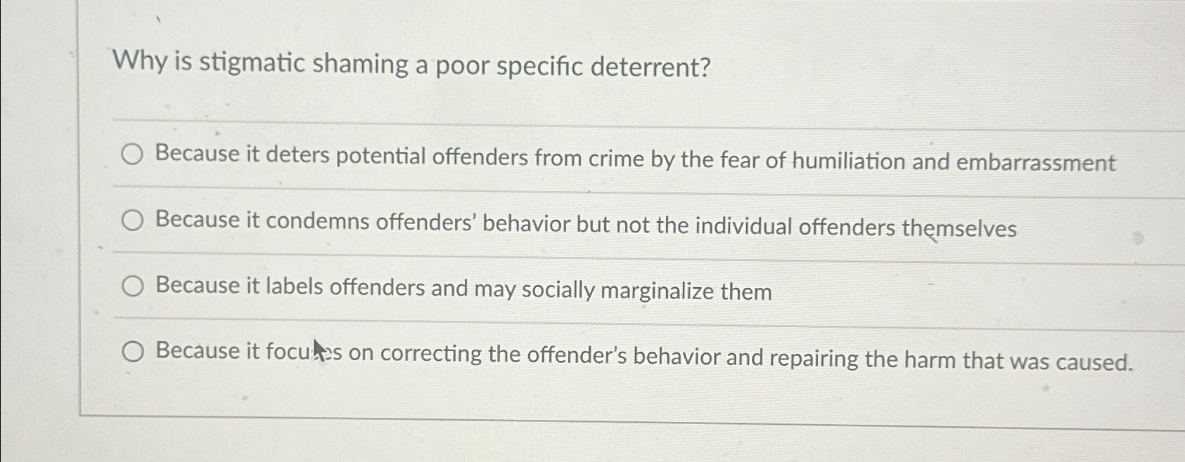 Solved Why is stigmatic shaming a poor specific | Chegg.com