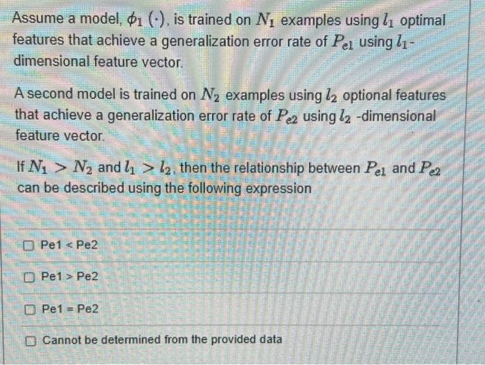 Solved Assume a model, \\( \\phi_{1}(\\cdot) \\), is trained | Chegg.com