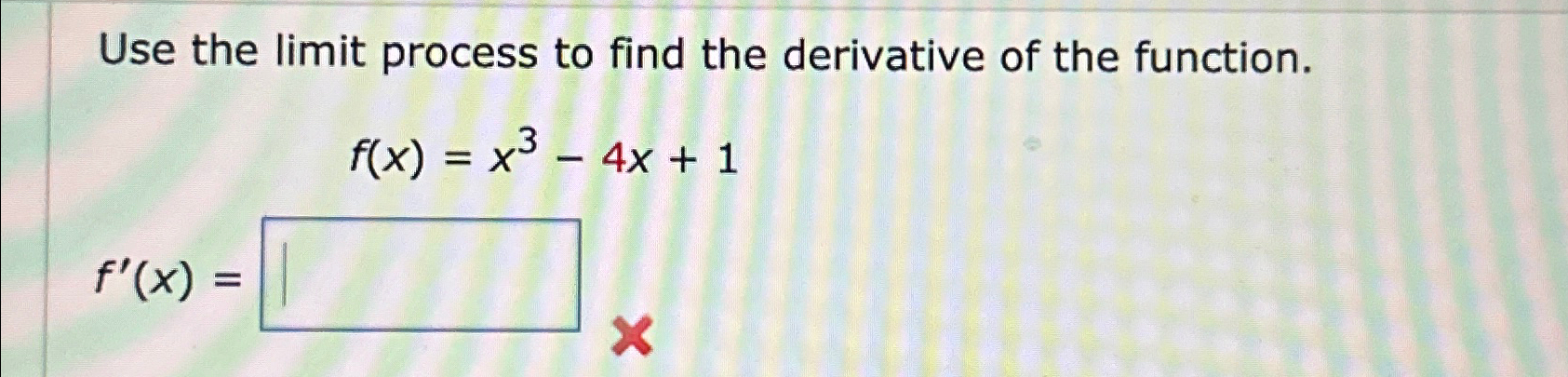 Solved Use the limit process to find the derivative of the | Chegg.com