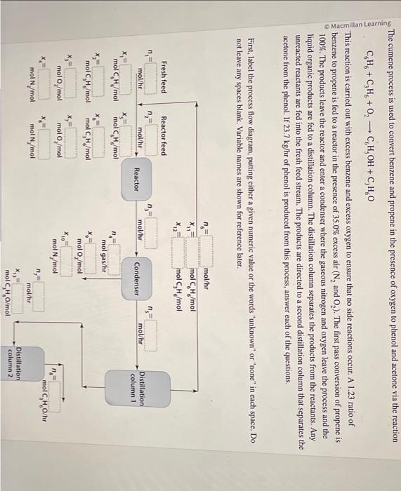 Solved C6H6+C3H6+O2 C6H5OH+C3H6O This reaction is carried | Chegg.com