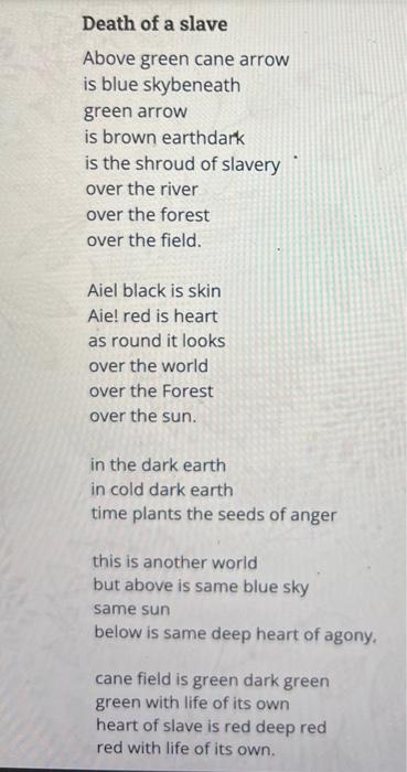 After examining the poems "Death of a Slave" and | Chegg.com