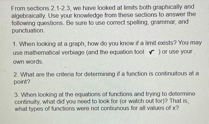 Solved algebraically. Use your knowledge from these sections | Chegg.com