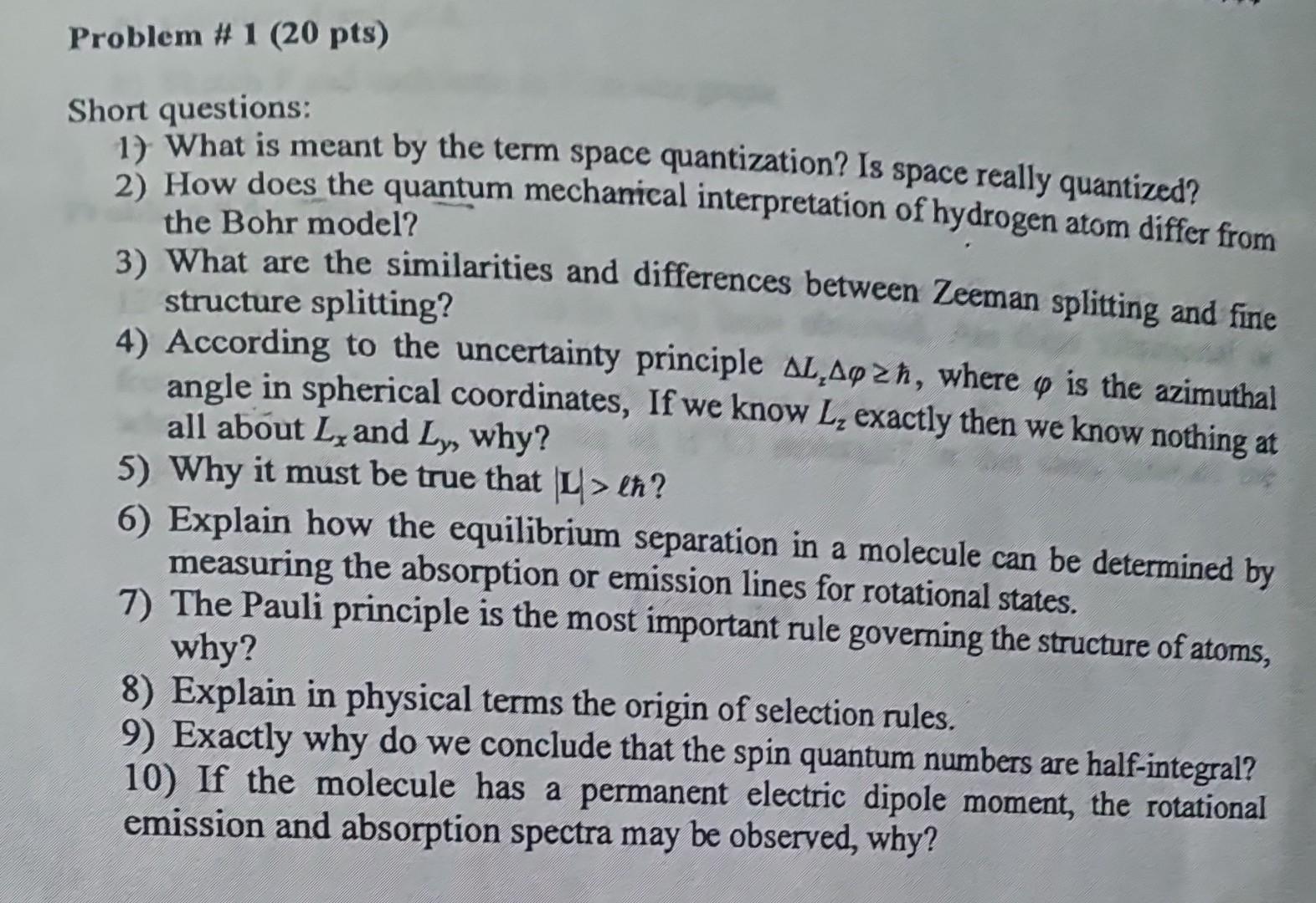 Solved Short questions: 1) What is meant by the term space | Chegg.com