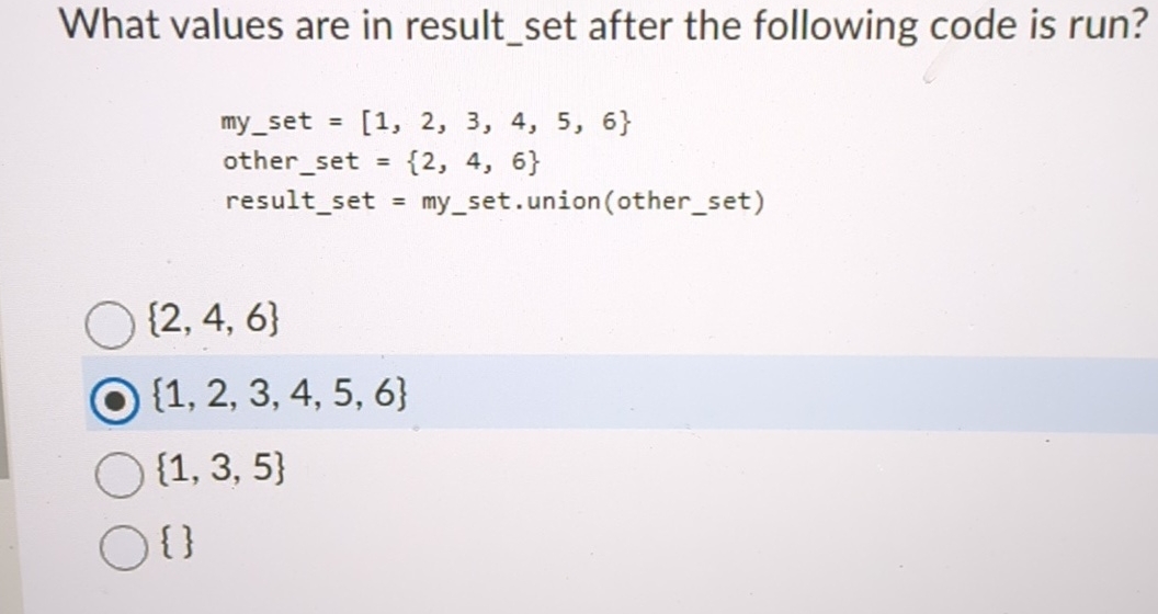 Solved What values are in result_set after the following | Chegg.com