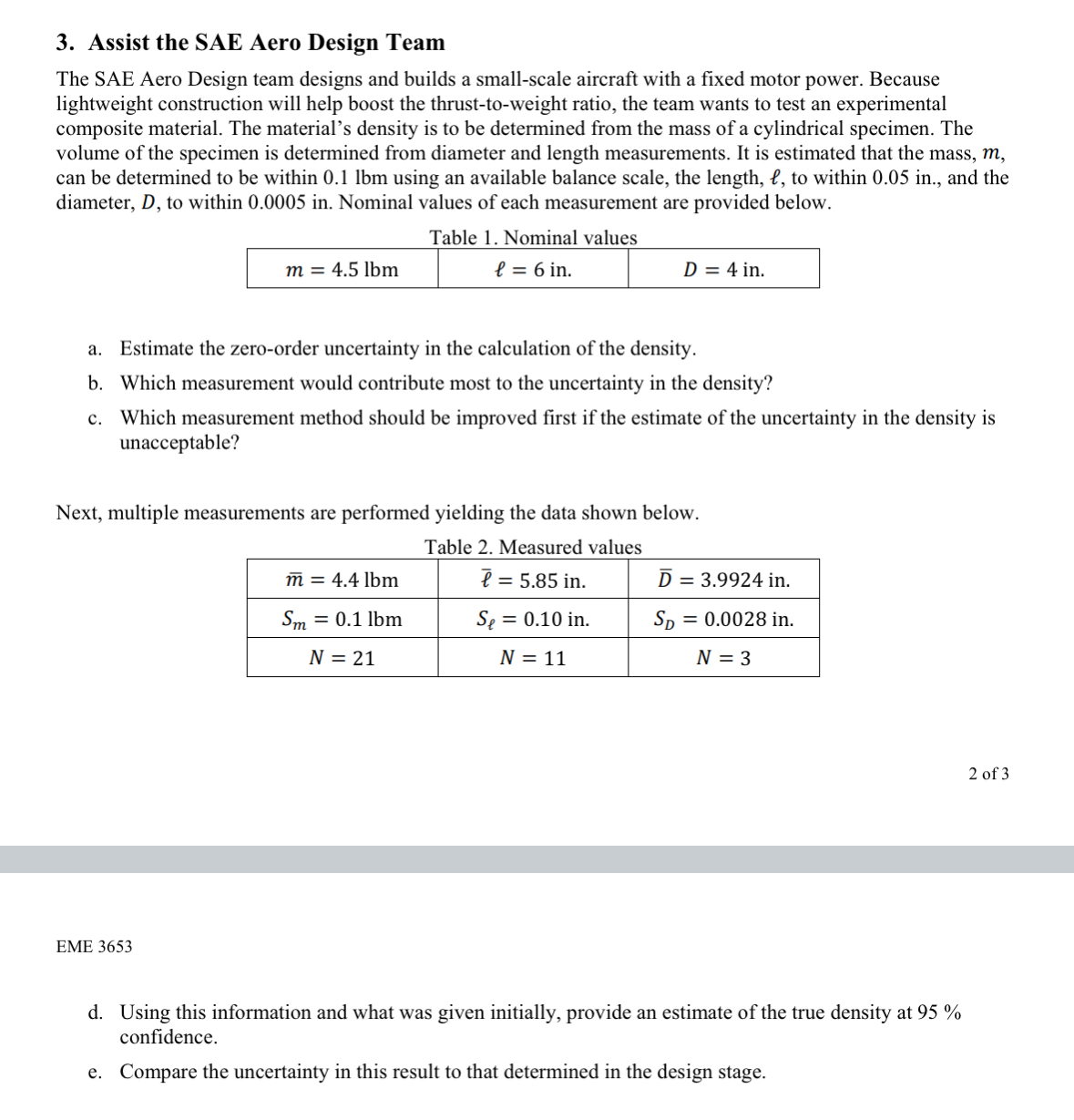 Solved Assist the SAE Aero Design TeamThe SAE Aero Design | Chegg.com