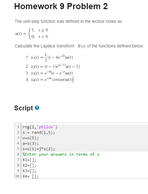 Solved Homework 9 ﻿Problem 2The unit-step function was | Chegg.com