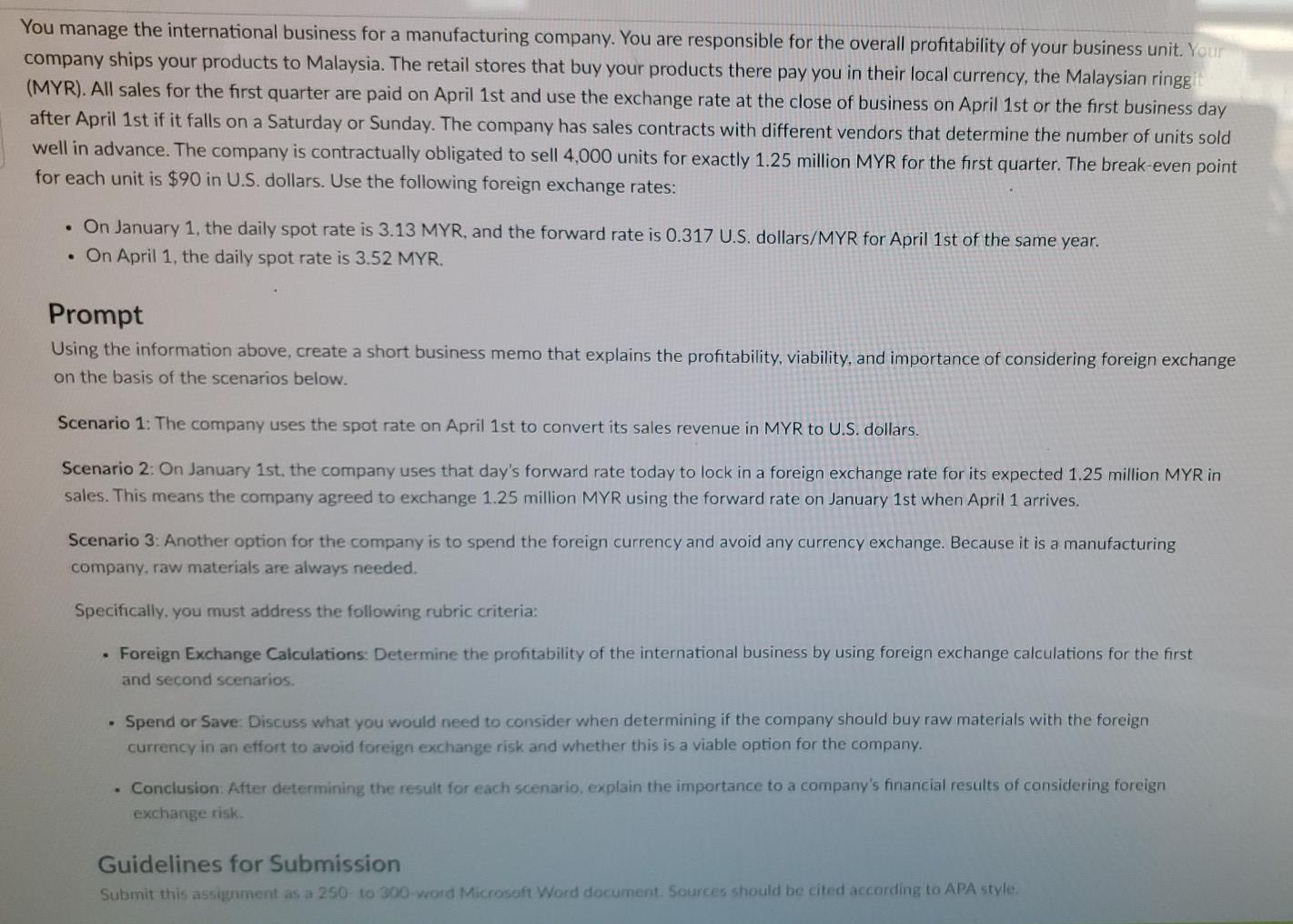 Solved You Manage The International Business For A Chegg