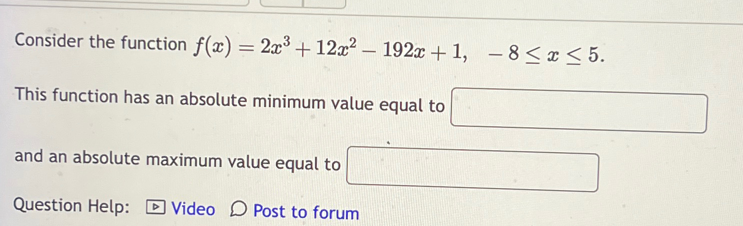 Solved Consider the function | Chegg.com