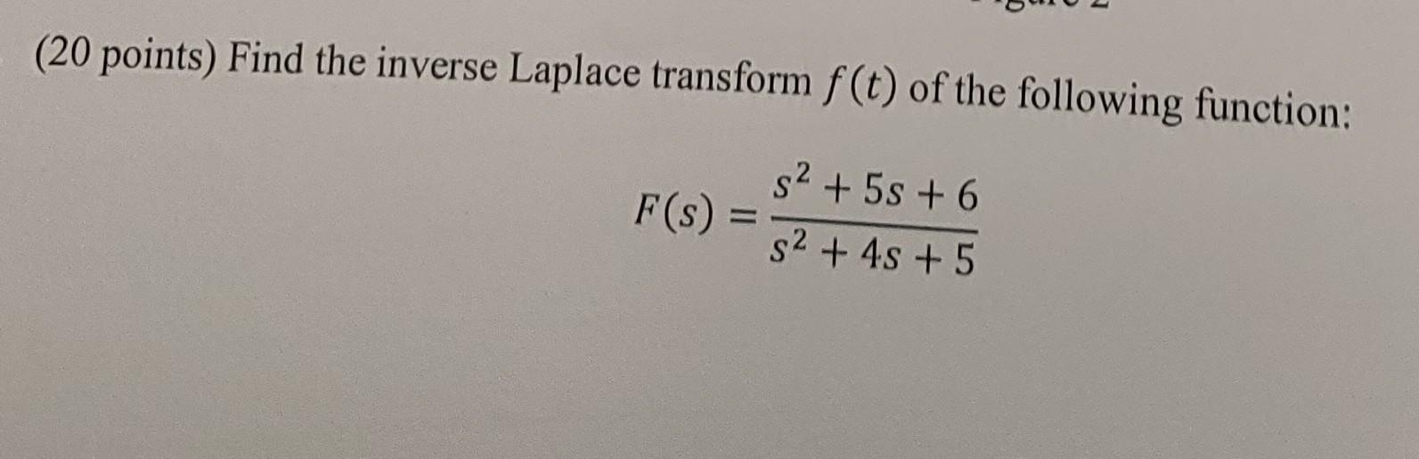 Solved (20 points) Find the inverse Laplace transform f(t) | Chegg.com