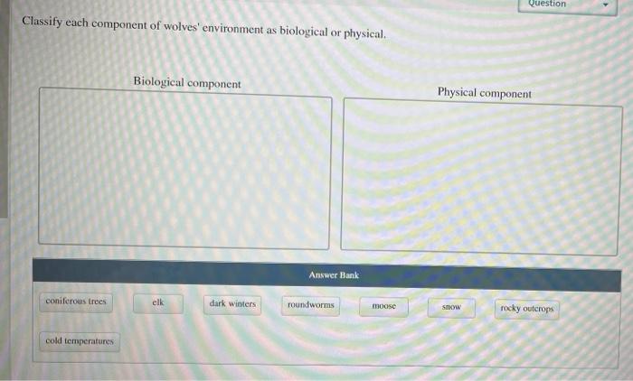 Solved Question Classify each component of wolves' | Chegg.com