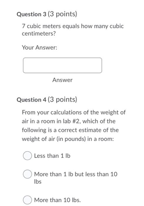 Solved Question 3 (3 points) 7 cubic meters equals how many | Chegg.com