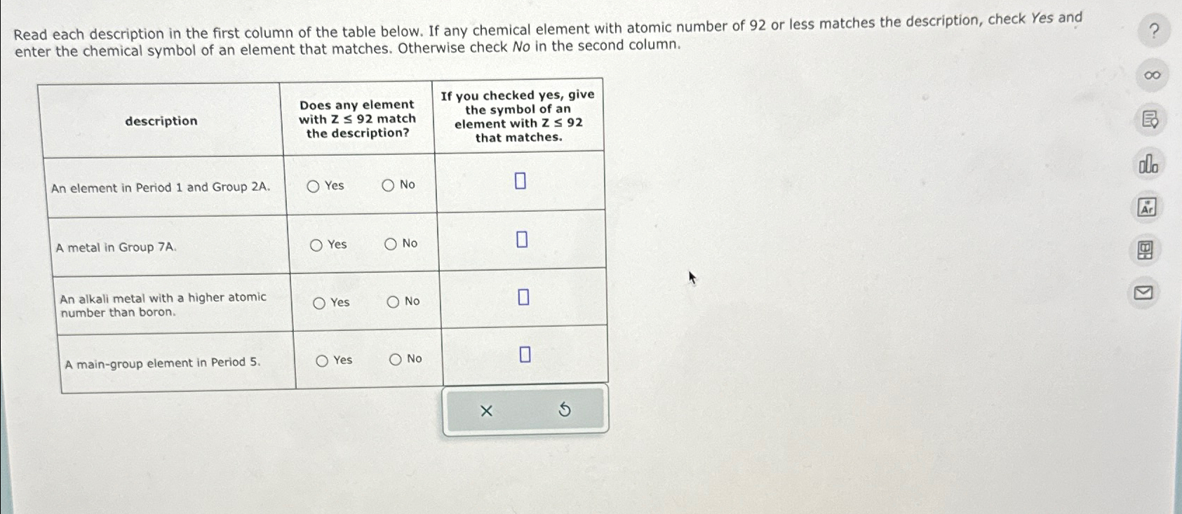 Solved Read each description in the first column of the | Chegg.com